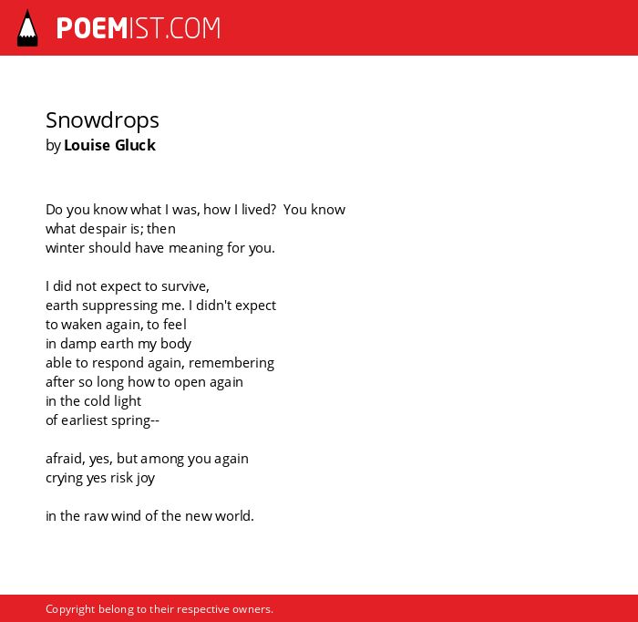 Snowdrops Poem Louise Gluck Meaning | Sitedoct.org Snowdrops Poem Louise Gluck Meaning | Sitedoct.org